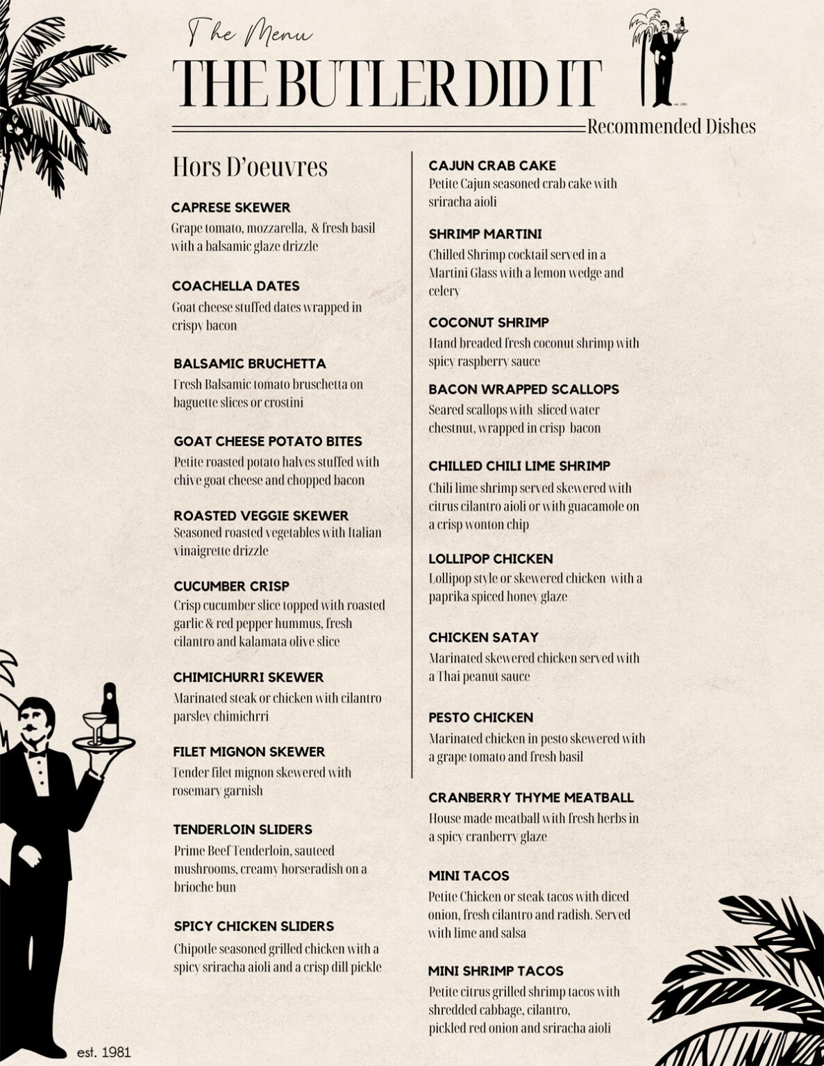 Our Menu - The Butler Did It